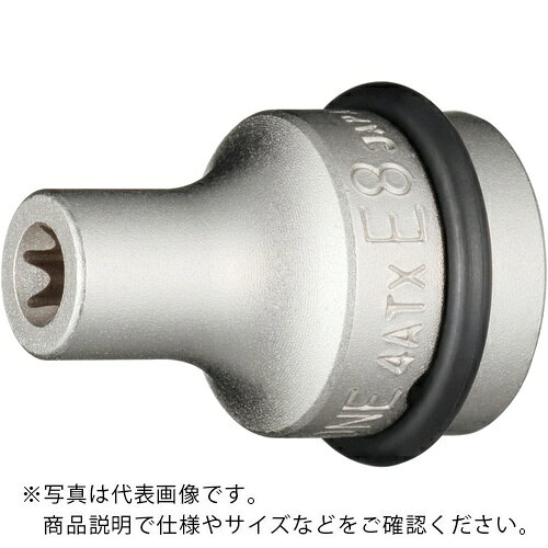 特長：E型形状です。外観品質と防錆力の向上を図った無電解メッキ仕様です。用途：E型トルクスねじの締付け、緩め作業用。仕様：差込角(mm)：12.7呼びNo.：E8先端寸法(mm)：13.0全長(mm)：38適合ピン：PIN3522S(E8〜...