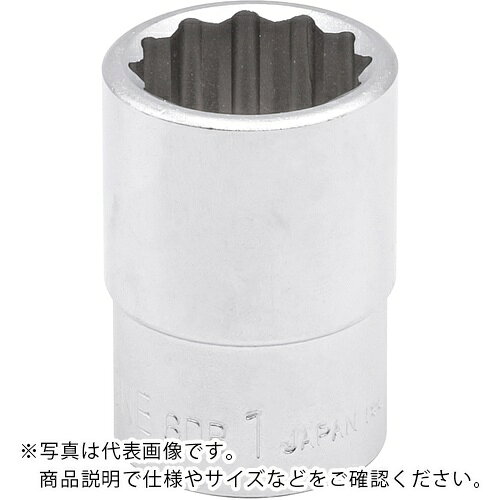 特長：スタンダードタイプの対辺12角形状です。差し込み後、トルクをかけてもナメにくくなっています。インチサイズのソケットです。用途：ボルト・ナットの締付け・緩め作業用。仕様：差込角(mm)：19.0対辺寸法(インチ)：1全長(mm)：52対...