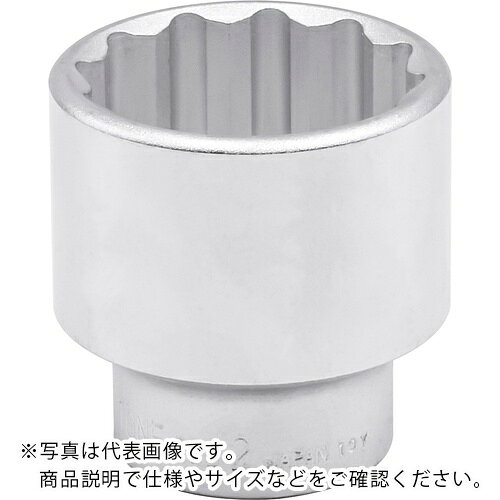 特長：スタンダードタイプの対辺12角形状です。差し込み後、トルクをかけてもナメにくくなっています。インチサイズのソケットです。用途：ボルト・ナットの締付け・緩め作業用。仕様：差込角(mm)：19.0対辺寸法(インチ)：2全長(mm)：70対...