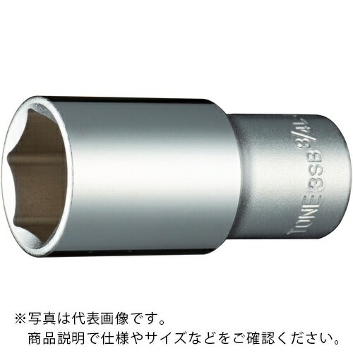 特長：ボルトが突出したナットを回すのに最適です。深い箇所のナットにも最適です。用途：ボルト・ナットの締付け・緩め作業用。仕様：差込角(mm)：9.5全長(mm)：54対辺形状：6角対辺寸法(インチ)：3/4インチサイズ材質／仕上：構造用鋼注...