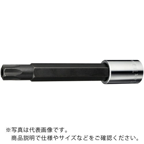 特長：いじり防止のロングタイプです。早回しに便利なローレット加工仕上げです。用途：T型トルクスねじの締付け、緩め作業用。仕様：呼びNo.：T60先端寸法(mm)：13.20差込角(mm)：12.7全長(mm)：132ビット長さ(mm)：97...