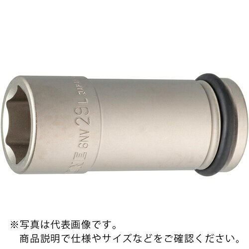 特長：外観品質と防錆力の向上を図った無電解メッキ仕様のインパクト用ソケットです。Oリング仮置き構造により、レンチにインパクト用ソケットを着脱する際にOリングを一旦溝に仮置くことで作業性を向上させています。外観品質の向上と防錆力UPを図り、表...