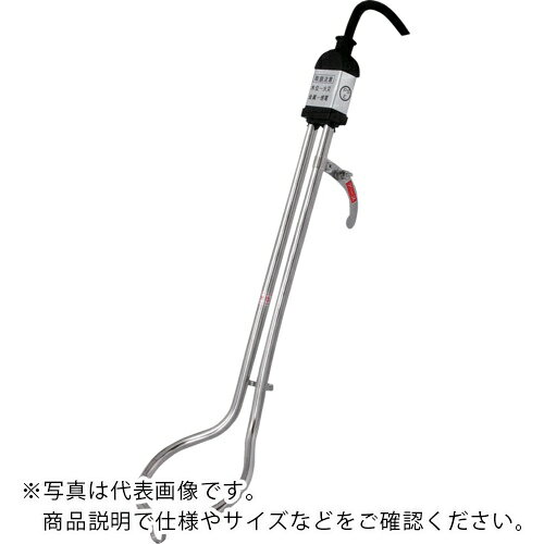 特長：水を電気で温めることができます。用途：冬場の作業現場でお湯を沸かすために。仕様：電源(V)：100容量(kW)：0.5発熱部寸法(mm)：75電源コード長さ(m)：2温度範囲(℃)：100定格電流(A)：5首下寸法(mm)：265ヒー...