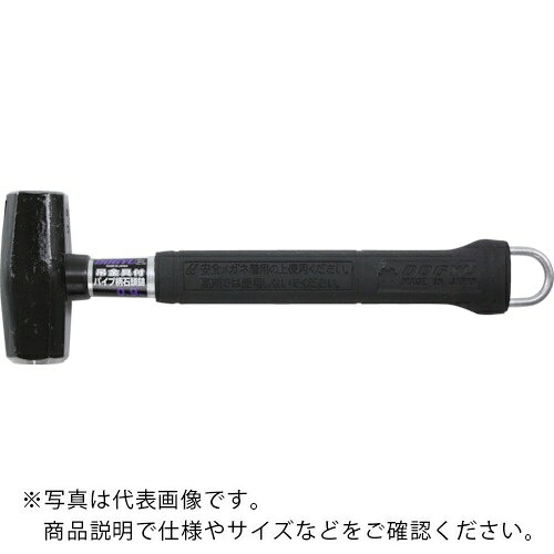 特長：ハンマーフックに簡単にワンタッチで着脱が可能です。用途：足場屋・高所作業に。仕様：呼称(kg)：0.9頭径(mm)：32頭長(mm)：91全長(mm)：300呼称：0.9kg頭部長さ(mm)：91ハイテンションシャフト仕様材質／仕上：...