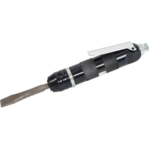 特長：タガネの交換は工具不要のワンタッチ式です。用途：軽度のハツリ、バリ取り、溶接部のスラグ落とし、鉄骨の塗料、サビ落としなど。仕様：無負荷打撃数(min［［の−1乗］］)：5700空気消費量(［［M3］］/min)：0.21ホース取付口：...
