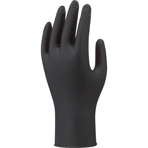 特長： 指と手のひらに施したピラミッド形状の滑り止め加工により、油が付着した状態でも高いグリップ力を発揮します。 ニトリルゴム製のため、油に対して耐久性があり、丈夫です。 パウダーフリー(粉なし)タイプです。 左右兼用です。 ラテックスアレ...