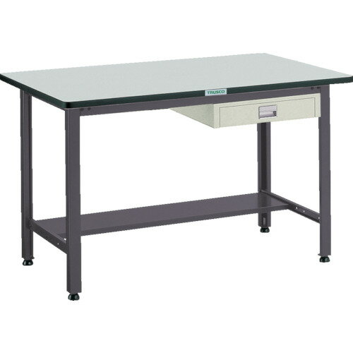特長：主要部が溶接構造のため強度の優れた作業台です。ダップ樹脂天板を使用し、暖かみのある外観を持ち、耐油性・耐薬品性に優れています。また表面は滑らかで硬く、そりや割れ難くなっています。脚部はダークグレー色です。アジャスターとの交換により簡単...
