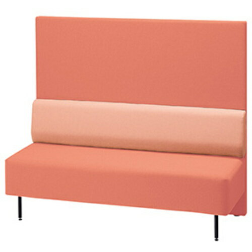 特長：囲まれたミーティングスペースを手軽に作れるソファーです。仕様：張地：布張り背面色：コーラル・シェルピンク座面色：コーラル脚色：ブラック色：座・パネル：コーラル／背：シェルピンク幅(mm)：1500奥行(mm)：650座面高さ(mm)：...