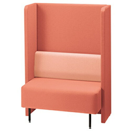 特長：囲まれたミーティングスペースを手軽に作れるソファーです。仕様：張地：布張り背面色：コーラル・シェルピンク座面色：コーラル脚色：ブラック色：座・パネル：コーラル／背：シェルピンク幅(mm)：990奥行(mm)：650座面高さ(mm)：4...