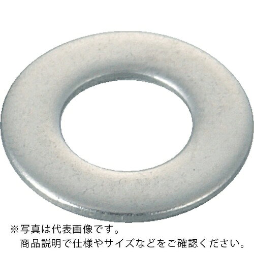 特長：おねじの頭あるいはナットが母材に食い込まないための一般的な平ワッシャーです。耐食性のあるステンレス（SUS304）の材質を使用しています。仕様：呼び径：M6外径(mm)：13内径(mm)：6.5厚さ(mm)：1.0パッケージ：ボルトン...