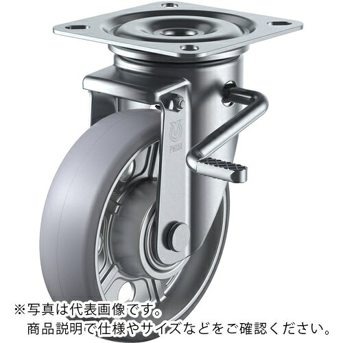 特長：旋回始動性がよく、作業負担を軽減しました。用途：重量物を軽く動かしたい台車に。仕様：許容荷重(daN)：250許容荷重(kgf)：255車輪径D(mm)：100車輪幅(mm)：32取付高H(mm)：144取付座A(mm)：95取付座B...
