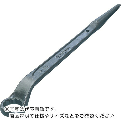 特長：主柄に対して口が水平に60°の角度がついていますので、狭い場所や障害物の多い場所での使用に最適です。シノ部は、ボルトの穴合わせに最適な円錐形状です。安全ロープ取り付け穴を設けています。用途：土木・建築・橋梁・鉄塔関係のボルト締め作業に...