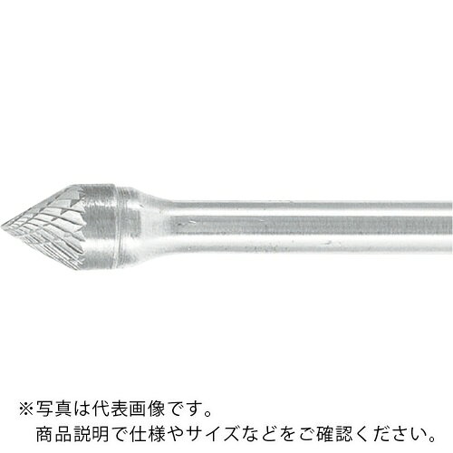 特長：独自開発の刃形状により、高速回転使用時にバーが不用意に被切削物に喰いこんでしまうことがないため、滑らかに加工でき能力アップに貢献します。仕様：形状：円錐60°(ダブルカット)刃径(mm)：16刃長(mm)：14.5軸径(mm)：6軸長...