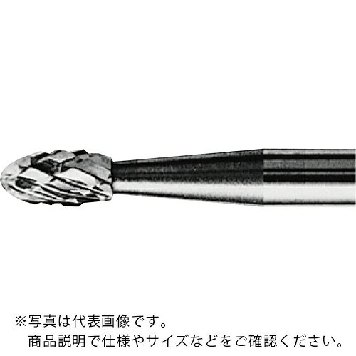 特長：独自開発の刃形状により、高速回転使用時にバーが不用意に被切削物に喰いこんでしまうことがないため、滑らかに加工でき能力アップに貢献します。仕様：形状：卵(シングルカット)刃径(mm)：3刃長(mm)：5.5軸径(mm)：3軸長(mm)：...