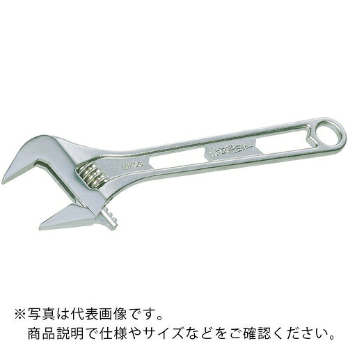 特長：JIS規格よりワンサイズ上の口開きワイドタイプです。軽量薄型で作業性がよく、疲労を軽減します。軽量タイプでありながら強度はJIS H級をクリアしています。用途：狭い個所でのナット締め作業等に。仕様：全長(mm)：150最大口開き(mm...