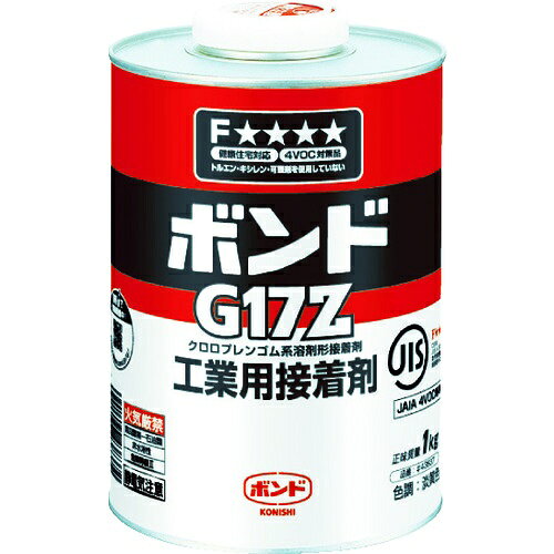 特長：初期接着力が強いため、仮止めなしで接着できます。JIS F ☆☆☆☆規格品です。日本接着剤工業会 JAIA 4VOC基準適合品です。速乾型。用途：合成ゴム・皮革・木・布・コンクリート・スレートなどの軟硬質材の接着。仕様：色：淡黄色容量...