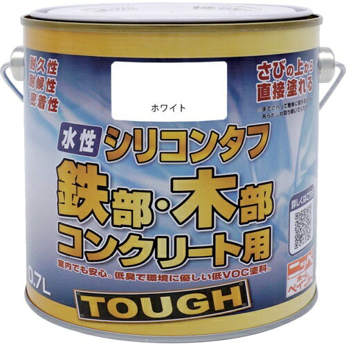 特長：シリコン配合により耐久性・耐候性に優れた水性つやあり高機能塗料です。屋外から屋内まで使用できる、低臭で環境にやさしい安心・安全の低VOC塗料です。鉄部・木部・コンクリートなど幅広い用途にご使用できます。酸性雨・紫外線・排気ガス・塩害に...