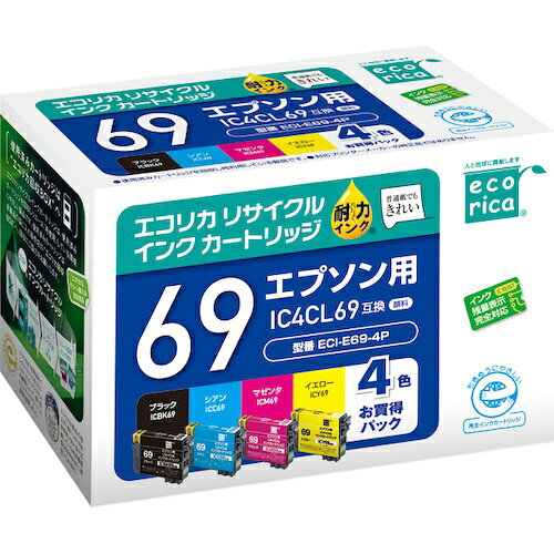 特長：互換インクシェアNo.1　圧倒的な販売実績信頼の証　エコマーク認定・グリーン購入法適合商品　安心のサポート体制「エコリカ回収BOX」で回収しリユース（再使用）製品として再生した環境にやさしい製品用途：印刷コスト削減、環境に優しい製品を...