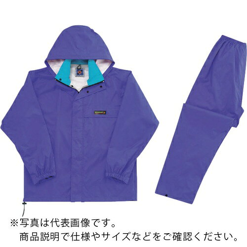 特長：上着/パンツ/フード共にメッシュ付きで、汗によるベトツキ感を緩和します。縫い目にはシームテープを貼り付け、高い防水性を実現しています。用途：雨天時の野外作業に。仕様：色：パープルサイズ：5L身長(cm)：180〜185胸囲(cm)：1...