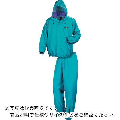 特長：上着/パンツ/フード共にメッシュ付きで、汗によるベトツキ感を緩和します。縫い目にはシームテープを貼り付け、高い防水性を実現しています。用途：雨天時の野外作業に。仕様：色：ターコイズサイズ：S身長(cm)：150〜160胸囲(cm)：7...