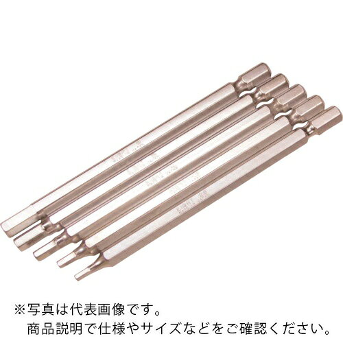特長：ISO・JIS規格を上回るよう、設計・製作されている「プロ向け」の製品です。用途：六角穴付ボルト類の締結用。仕様：対辺(mm)：3全長(mm)：110シャンク径(mm)：6.35溝位置(mm)：13材質／仕上：ビット:特殊合金鋼、SN...