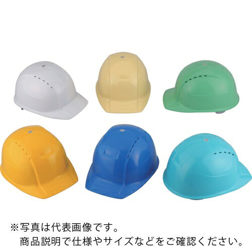 特長：超軽量通気孔付きヘルメットです。ほこりが付きにくい帯電防止処理を施しています。用途：飛来・落下物用。墜落時保護用。仕様：帽体色：水色頭囲(cm)：53〜61衝撃吸収ライナー有無：あり通気孔有無：ありタイプ：アメリカン「厚生労働省保護帽...