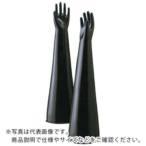 特長：クロロスルホン化ポリエチレンを主原料とした耐薬品性に優れた高気密度グローブです。仕様：色：黒全長(cm)：82手のひら周り(cm)：24.1厚さ(mm)：0.4袖口外径(mm)：178材質／仕上：主原料：クロロスルホン化ポリエチレン（...