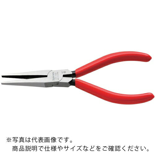 特長：つかみ部の幅10mmの先端で、線材や板金などの加工ができます。先端に刻み付ですべりにくくなっています。切断能力はありません。用途：先端刻み付。強力につかむ、曲げる作業に。仕様：全長(mm)：150落下防止用ひも取付穴：無ばね：無先端部...