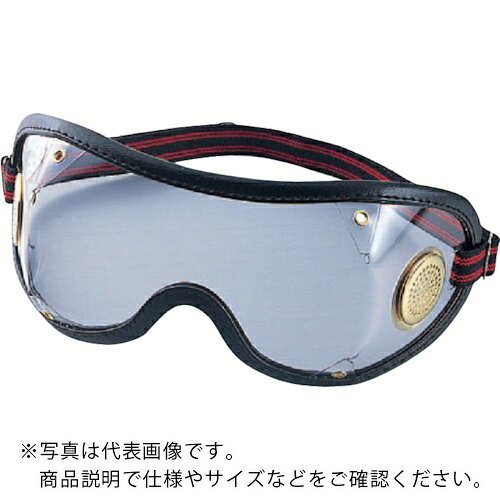 特長：ジョッキー型です。くもり止め加工レンズ使用です。用途：一般粉じん作業・研磨・切削作業。仕様：レンズ色：クリアフレーム色：黒レンズ厚(mm)：0.5防曇加工：○タイプ：ジョッキー型防じんメガネ材質／仕上：フレーム：合成レザーバイヤステー...