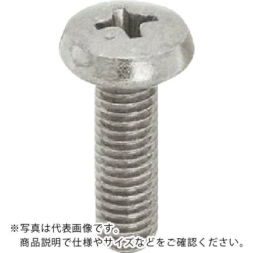 特長：十字穴付きのバインド頭小ねじです。頭部が出ても差し支えない所に使われます。座面が大きいので、座面陥没を防止する効果があります。ステンレス鋼なので耐食性、耐熱性に優れています。なべ頭に比べ頭部が大きいので、締付け部材の取付け穴を隠すのに...