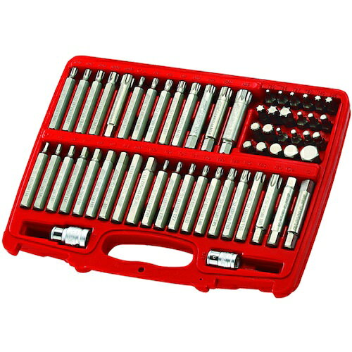特長：ソケットアダプター差込：9.5mm/12.7mm仕様：単品補充可 58pcs 9pcs 30mmL＆75mmL スタービット T20・T25・T27・T30・T40・T45・T50・T55・T60　9pcs 30mmL 6角ビット 4...