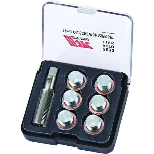特長：各種整備用途にお使いいただけます。仕様：適合車種：16mmボルト用（スバル・トヨタ）　セット内容：タップ17mm×P1.5mm、ドレンボルト×6、ワッシャー×6　六角穴部：8mm単品補充可 作業時間10分 損傷したオイルドレンホールに...