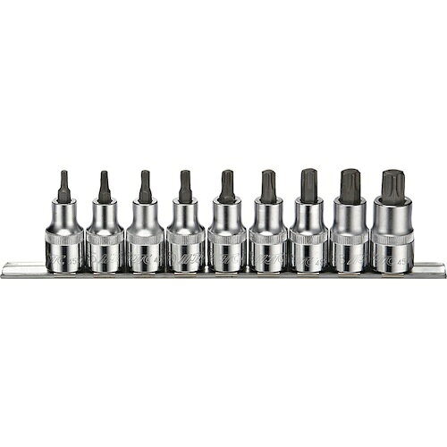 仕様：差込角(mm)：12.7セット内容(点)：9T20（3.8mm）・T25（4.4mm）・T27（5.0mm）・T30（5.5mm）・T40（6.6mm）・T45（7.8mm）・T50（8.8mm）・T55（11.2mm）・T60（13...