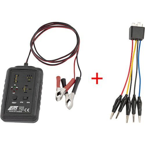 特長：JTC6044のリレーテスターアダプターの付いたセット。4ピン、5ピンのリレーの断線、作動不良等　良否判定がLEDで簡単に表示されます。4ピン、5ピン（1部のみ使用可能）リレー　汎用アダプターを使って異なる5ピンのリレーに適合します。...