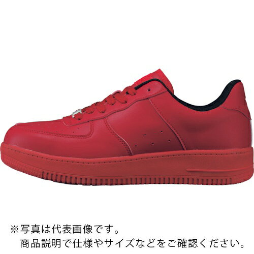 特長：水や油で滑りにくい耐滑ソールを採用しています。用途：一般作業に。仕様：寸法(cm)：26.0足幅サイズ：EEEE色：レッド規格：JSAA規格 B種耐圧迫荷重(kN)：4.5±0.04US(アメリカ)規格サイズ：8UK(イギリス)規格サ...