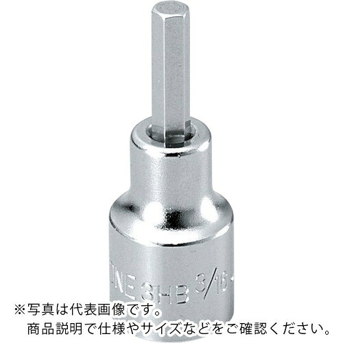 特長：ラチェットハンドルに差し込んで使用することにより六角穴付ボルトの締め付けがすばやく行えます。用途：六角穴付きボルト・ねじの締付け、緩め作業用。仕様：差込角(mm)：9.5全長(mm)：45対辺寸法(inch)：1/8材質／仕上：構造用...