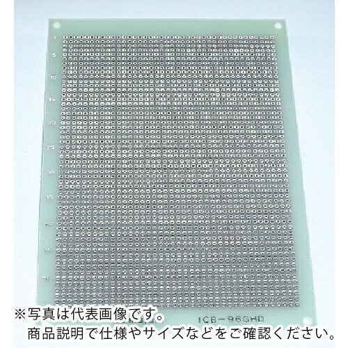 特長：試作した電子回路を実配線し、動作確認ができます。電子工作や試作実験に最適です。用途：実験や電子回路の確認に。仕様：サイズ(mm)：115×160穴径(φ)：0.9板厚(t)：1.6パターン：2.54mmピッチドット材質／仕上：ガラスエ...