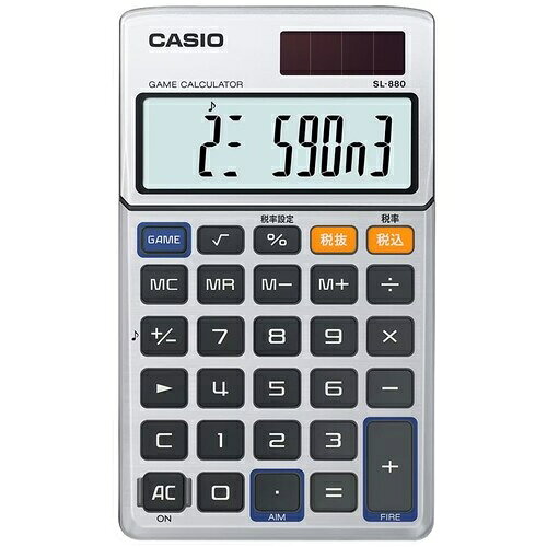 特長：手帳型ゲーム電卓です。仕様：桁数：8縦(mm)：118.5横(mm)：70.0厚さ(mm)：8.5色：シルバー10桁、手帳型税計算、ゲーム機能　●メーカー取寄商品について 本商品はメーカーからの取寄商品となります。 納期は、メーカー確...