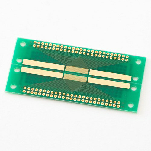 特長：0.3mmピッチ50ピンを2.54mmピッチ（2方向）に変換します。RoHS指令対応品シングルインラインコネクタや幅が広いコネクタを使うときは、センターのVカットから切り離し、2分割して使用します。パターン間はハンダブリッジしにくい高...