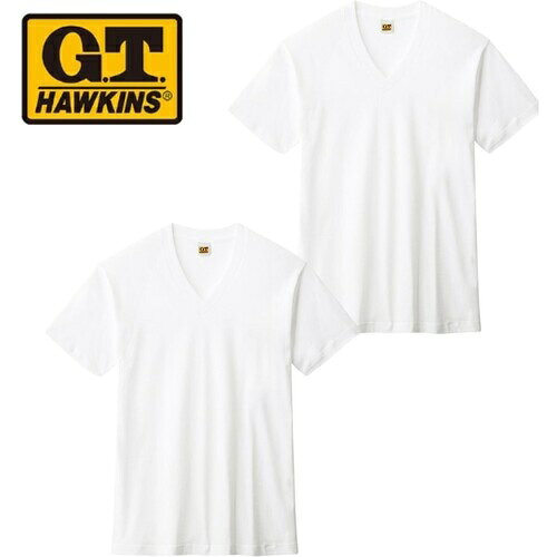 特長：丈夫で長持ちかつ着心地満点GTホーキンスの綿100%のVネック天竺Tシャツです。綿の柔らかい風合いで、カジュアルに着こなせるタイプです。襟にはGT.HAWKINSのロゴネームがついているシンプルなデザインを採用しています。サイドシーム...