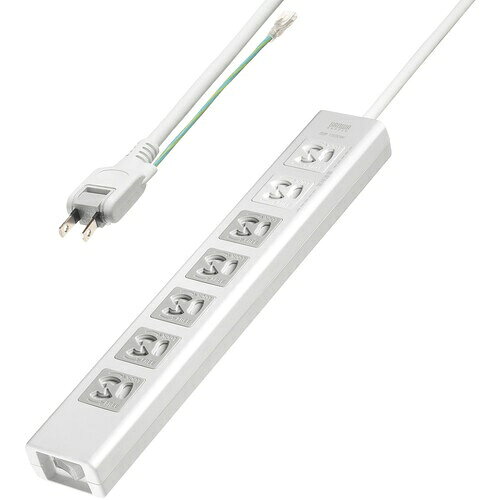 特長：集中スイッチで5個口をオン/オフすることができます。2個口は常時通電口（差込口が白色）となっており、常に通電している機器の接続に便利です。差込口は、3P抜け止めシャッター仕様の7個口タップです。プラグはトラッキング火災予防に有効な絶縁...