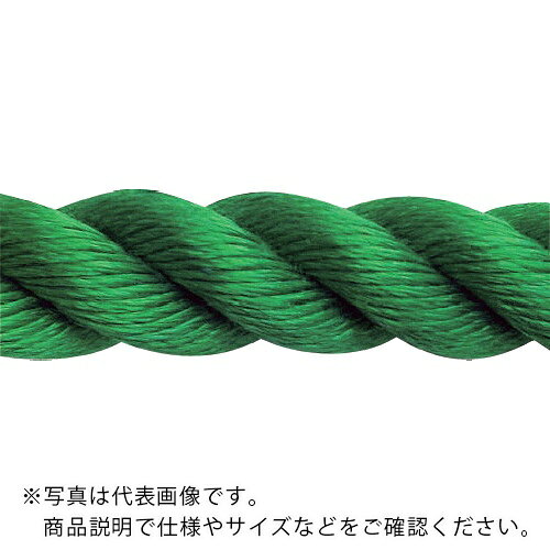 特長：PPスパン原糸のカラーロープです。表面に毛羽立ちもあり手触りもよいです。用途：ディスプレイロープや幼稚園、小学校低学年用の綱引きロープなどに。仕様：色：緑線径(mm)：30長さ(m)：30包装形態：ドラム巻引張強度(kN)：約78.4...