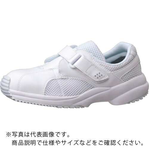 特長：超軽量タイプなので長時間の着用でも疲れにくいです。消臭・抗菌防臭・防カビ効果で靴内を清潔に保ちます。通気メッシュでムレを逃します。用途：看護師介護士仕様：寸法(cm)：23.0足幅サイズ：3E色：ホワイト材質／仕上：甲被:人工皮革／メ...