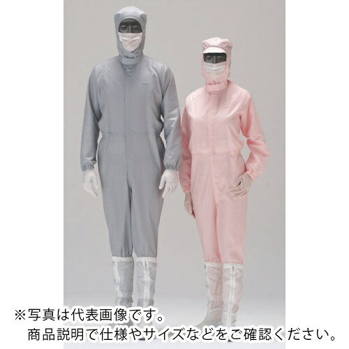 特長：人体工学に基づいた、立体裁断構造を採用しています。腕を上げた時や足腰の屈伸時にも突っ張らず、動きやすさが格段にアップしました。用途：作業者からの発塵とESD防止対策。仕様：色：グレーサイズ：5L着丈(cm)：177適合胸囲(cm)：1...