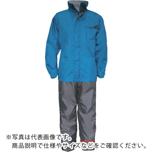 特長：ジャケットに快適性（透湿素材）、パンツに耐久性（PVC素材）を追求したレインスーツです。ジャケットは、耐水圧20000mm・透湿度10000g／平方メートル・24hでムレを逃がし、内側を快適に保ちます。　用途：雨天時の作業に。雨天時の...