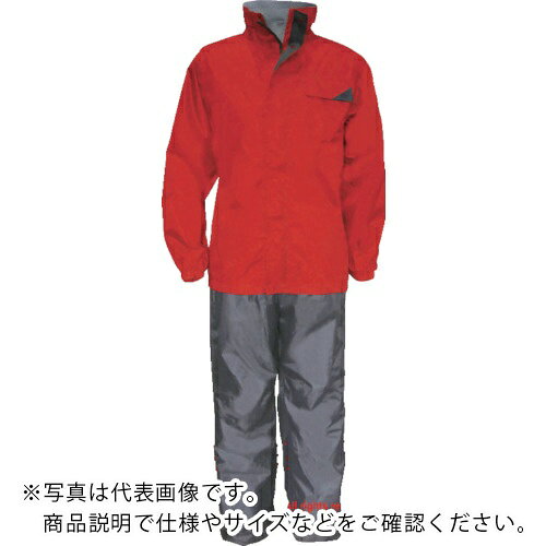 特長：ジャケットに快適性（透湿素材）、パンツに耐久性（PVC素材）を追求したレインスーツです。ジャケットは、耐水圧20000mm・透湿度10000g／平方メートル・24hでムレを逃がし、内側を快適に保ちます。　用途：雨天時の作業に。雨天時の...