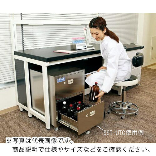 特長：ちょっとした移動に便利なキャスター付きです。実験台下（H655mm以上）に収納することができます。キャスター付きで必要な薬品を手近な場所に置くことができます。鍵が標準付属されており薬品を安全に管理できます。仕様：間口(mm)：450奥...