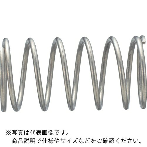特長：間隔をあけて線材をらせん状に巻いた、圧縮する方向に使うばねです。寸法およびばね特性の許容差はJIS B2707の2級を適用しています。用途：圧縮する方向に使うばね。仕様：線径d(mm)：0.4外径D(mm)：5.4自由高さL(mm)：...