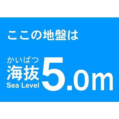 特長：屋内外使用可能です。仕様：表示内容：ここの地盤は海抜5.0m取付仕様：粘着シール縦(mm)：120横(mm)：170材質／仕上：塩化ビニール(PVC)注意：貼り付ける面のゴミ・油等を拭きとってください。　●代表画像について 商品によっ...