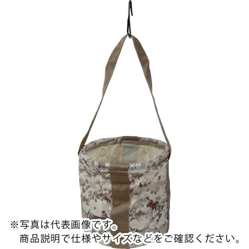 特長：内側に工具を差せるアタッチメントと外側に軽量道具を仕舞えるポケット付タイプです。注目のデジタル迷彩柄を取り入れたスタイリッシュな電工バケツです。耐荷重9kgです。耐久性に優れています。用途：作業工具の運搬収納用に。金物など小物運搬用袋...